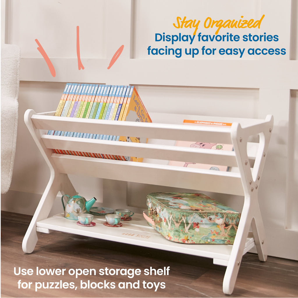 Book Caddy with Shelf, Bookshelf with Storage