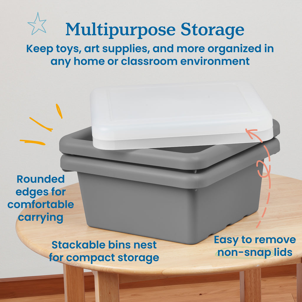 Square Bin with Lid, Storage Containers, 2-Pack