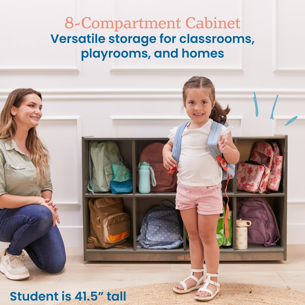 8-Compartment Mobile Backpack Storage Cabinet