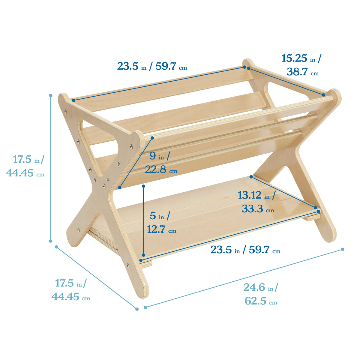 Book Caddy with Lower Storage Shelf, Wooden