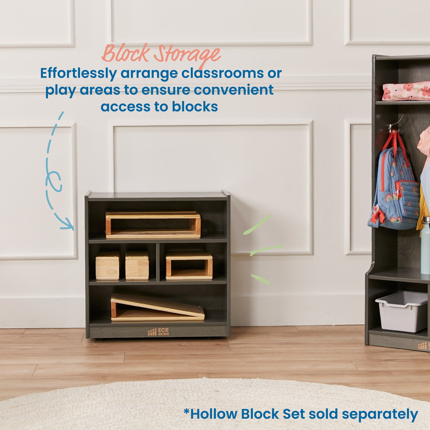 Mobile Block Storage Cart, Small, Classroom Furniture