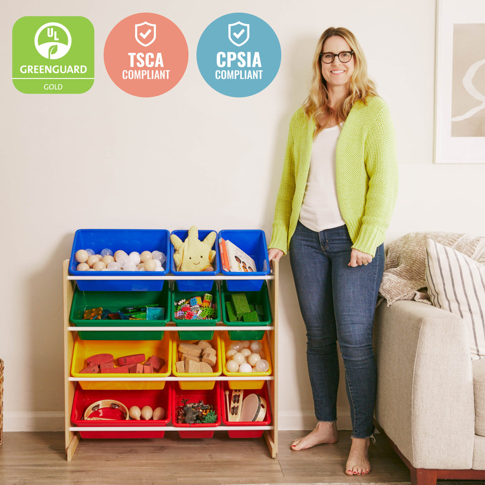 4-Tier Organizer with 12 Removable Plastic Bins, 4x3