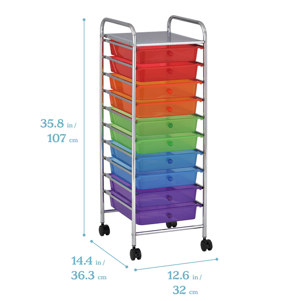 10-Drawer Mobile Organizer, Storage Cart