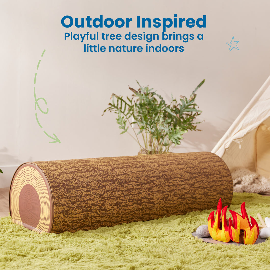Tree Log Nature-Inspired Seating Bench, 12in