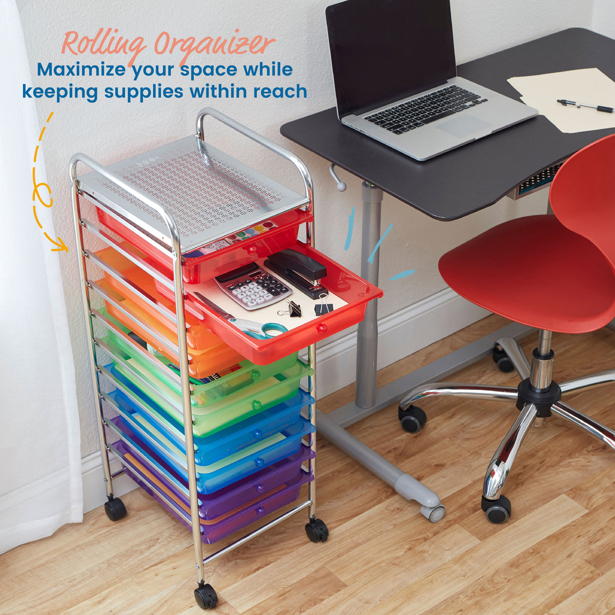 10-Drawer Mobile Organizer, Storage Cart