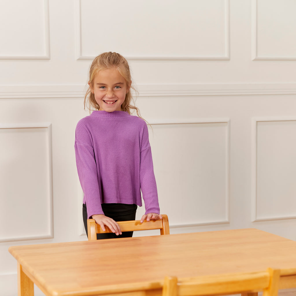 24in x 36in Rectangular Hardwood Table and Chair Set, 12in Seat Height