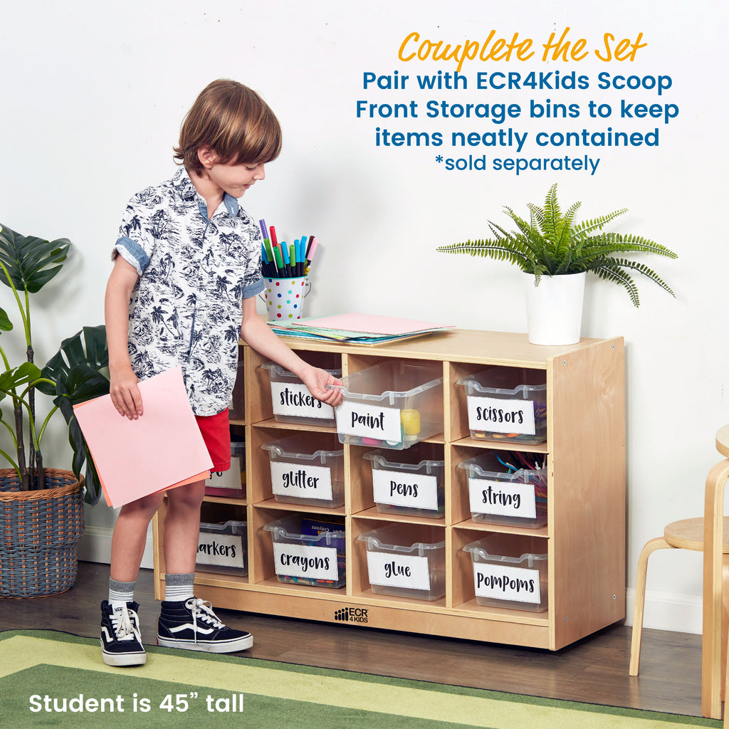 12 Cubby Mobile Tray Storage Cabinet, 3x4, Classroom Furniture