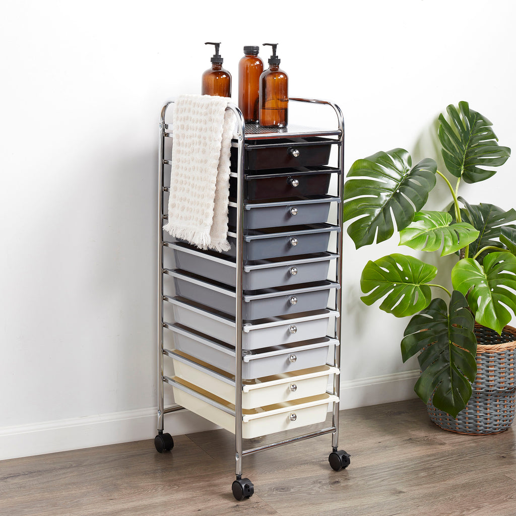10-Drawer Mobile Organizer, Storage Cart