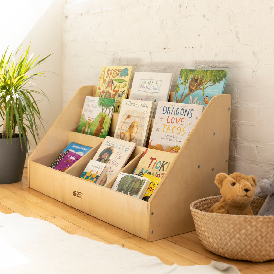 5-Compartment Easy-to-Reach Book Display with Storage