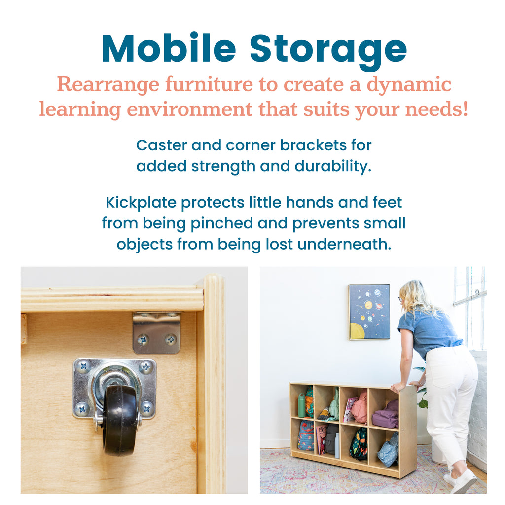 8-Compartment Mobile Backpack Storage Cabinet