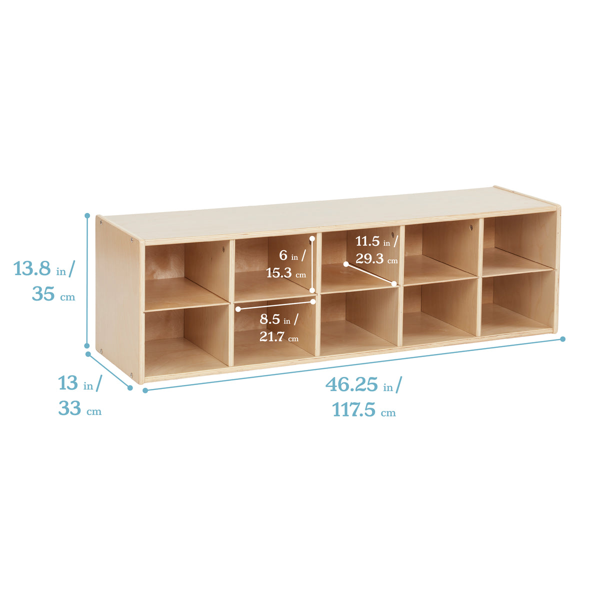 Streamline 10 Cubby Tray Storage Cabinet, 2x5